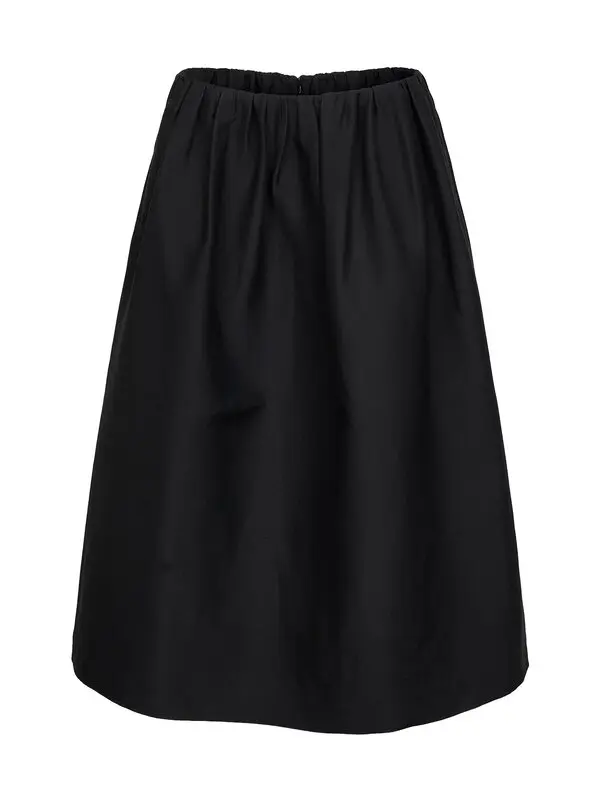 TOTEME Black Wool And Silk Gathered Midi Skirt - Multicolor