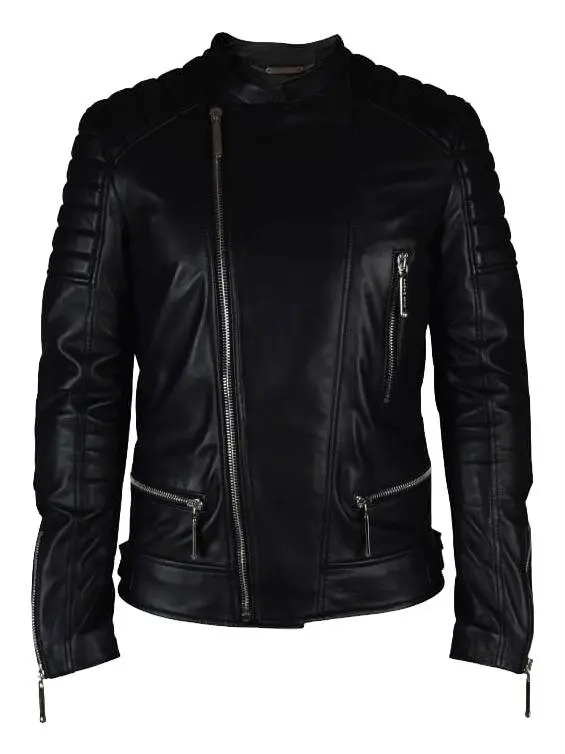 Philipp Plein Leather Biker Jacket - Black