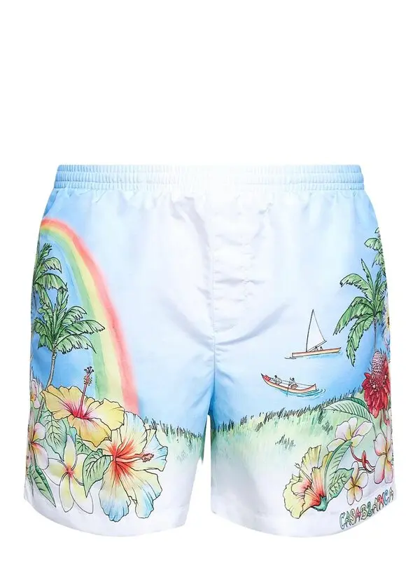 Casablanca Printed Technical Fabric Aloha Swim Shorts - Multicolor