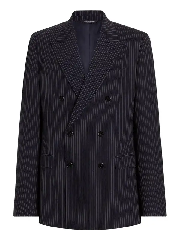 Dolce & Gabbana Martini Light Double-breasted Pinstriped Wool Blazer - Multicolor