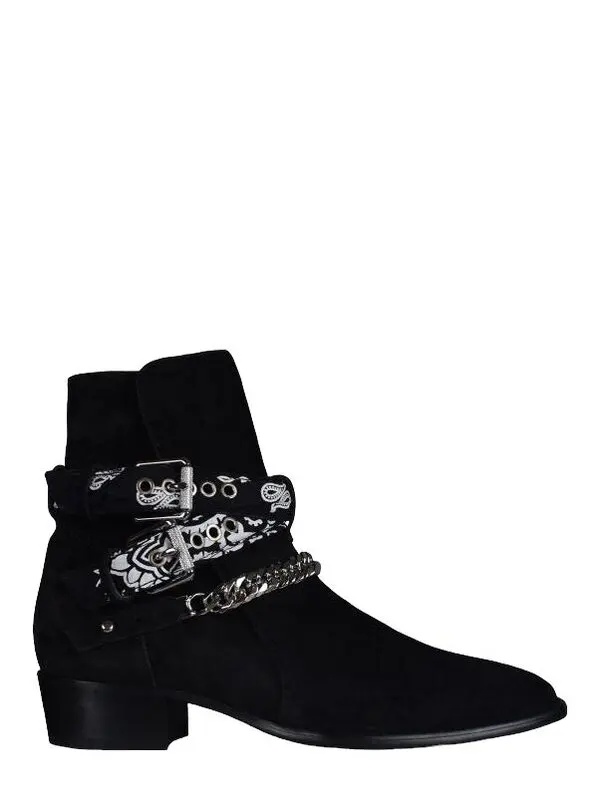 Amiri Bandana Buckle Ankle Boots - Black