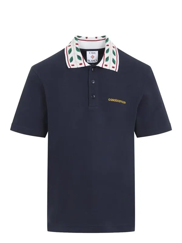 Casablanca Laurel Piqué Polo - Blue