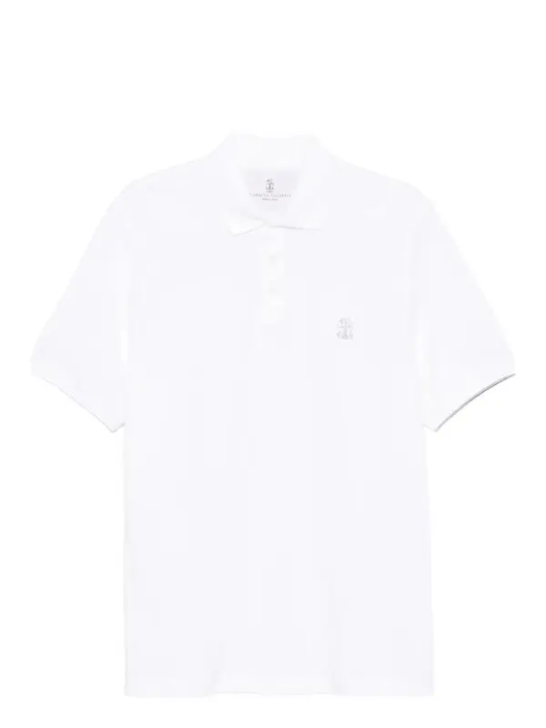 Brunello Cucinelli Cotton Piqué Polo Shirt With Logo - White