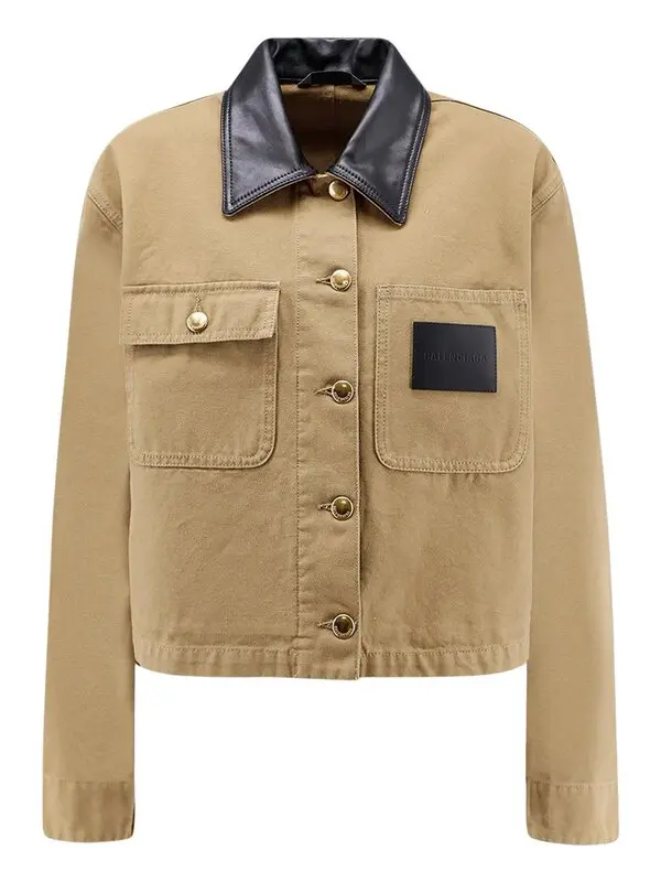 Balenciaga Workwear Cropped Canvas Jacket - Cream