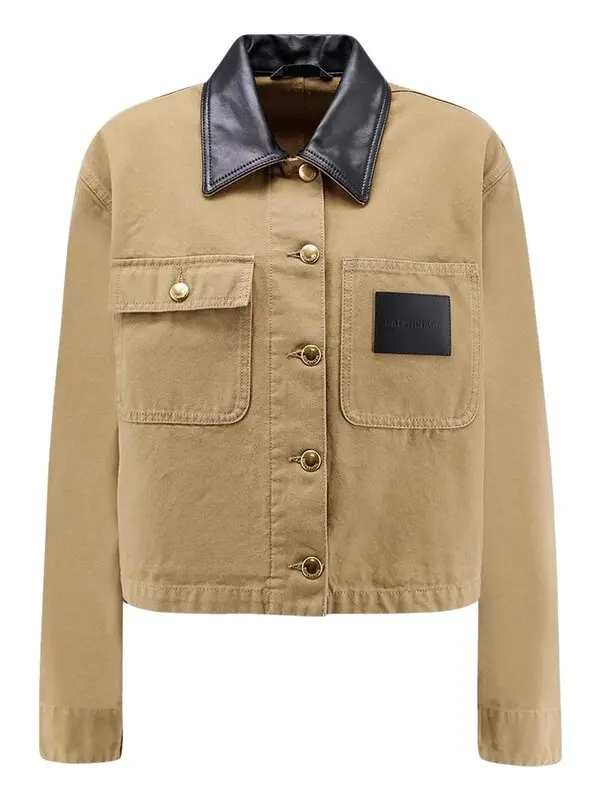 Balenciaga Workwear Cropped Canvas Jacket - Cream