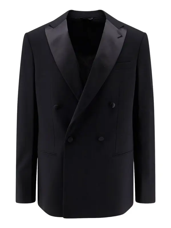 Giorgio Armani Soho Virgin Wool Tuxedo Blazer - Black