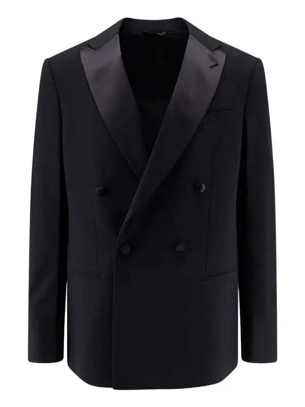 Giorgio Armani Soho Virgin Wool Tuxedo Blazer - Black