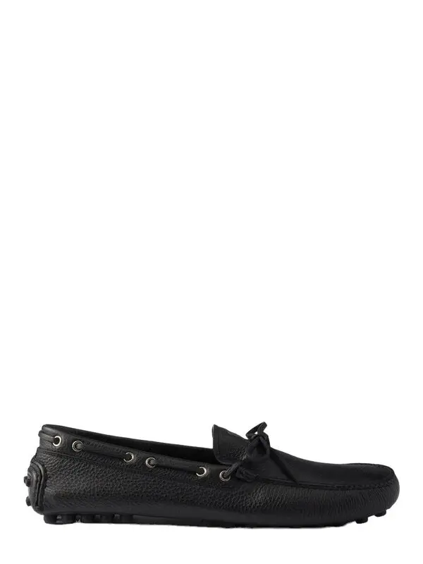 Prada Calf Leather Boat Shoes - Black