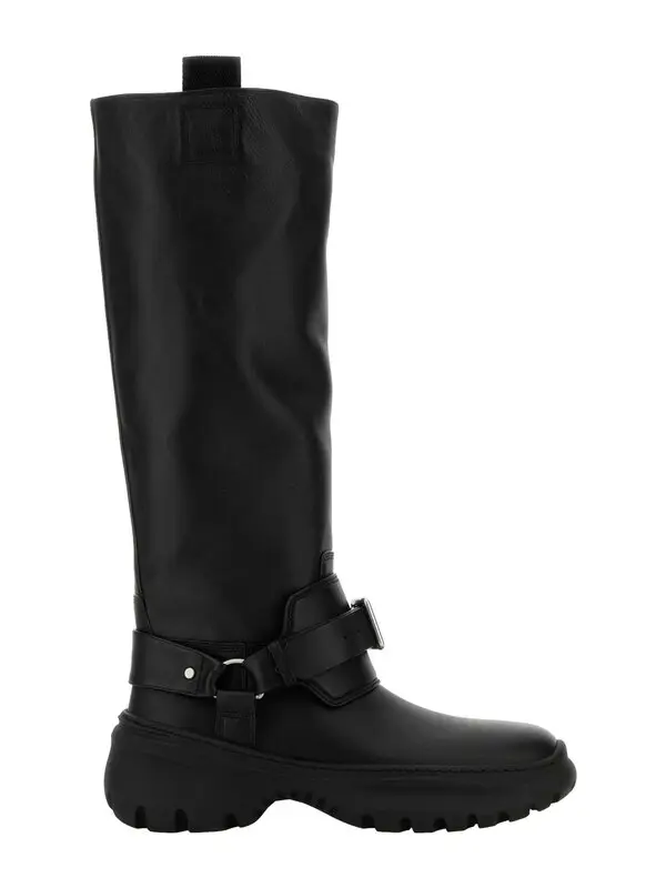 Burberry Leather Stomp Boots - Black