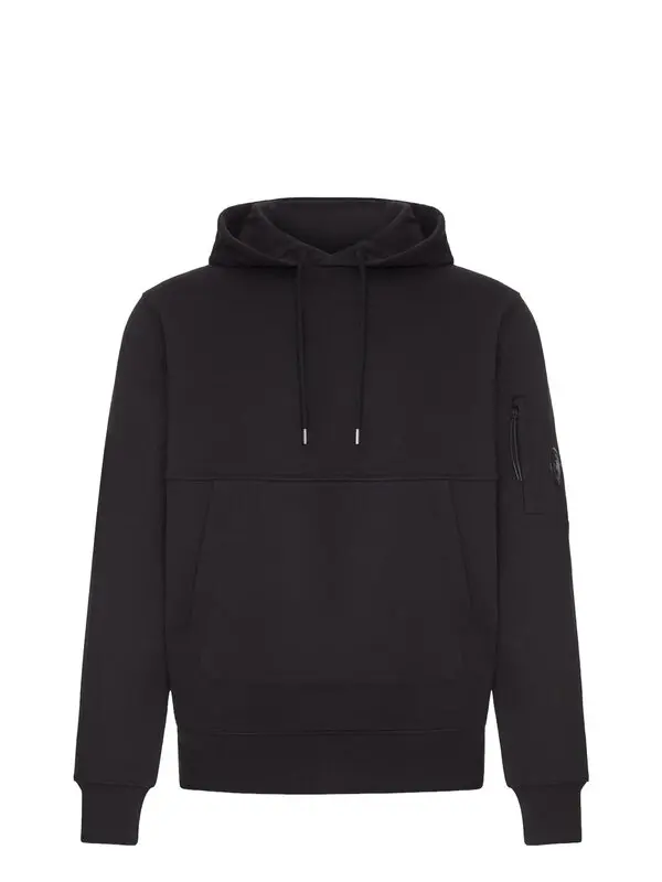 C.P. COMPANY Diagonal Raised Fleece Hooded Lens Sweatshirt - Black