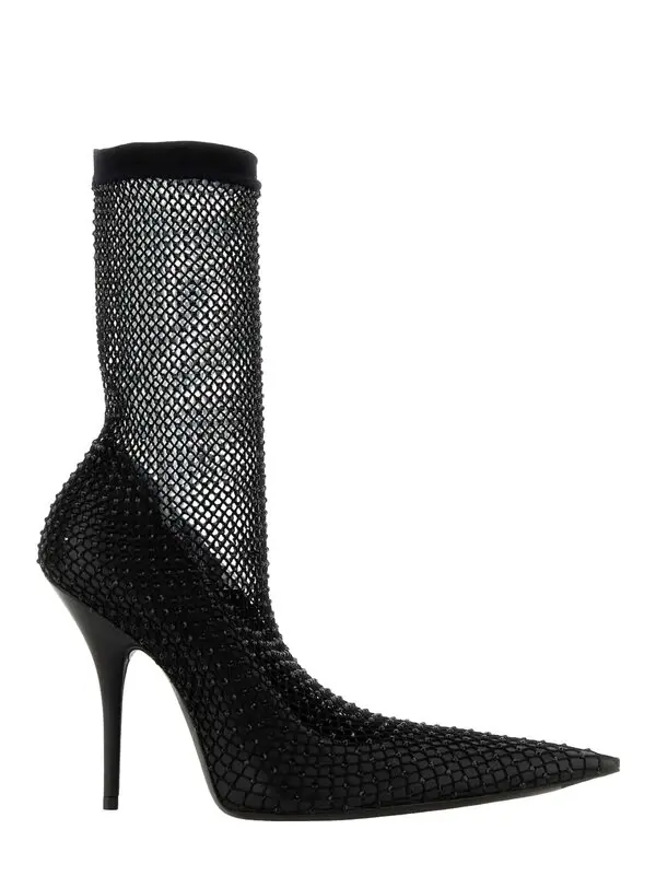 Balenciaga Nappa Leather And Mesh Avenue Ankle Boots - Black