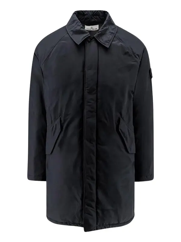 Stone Island Micro Reps Padded Long Jacket - Black