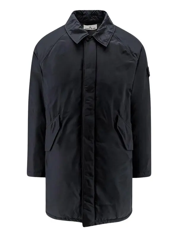 Stone Island Micro Reps Padded Long Jacket - Black