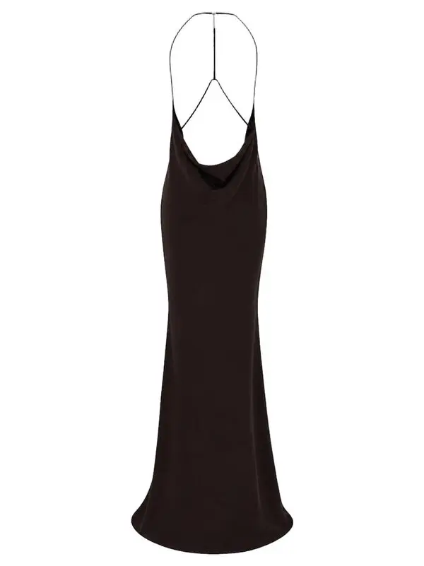 TOM FORD Silk Halter Maxi Dress - Brown