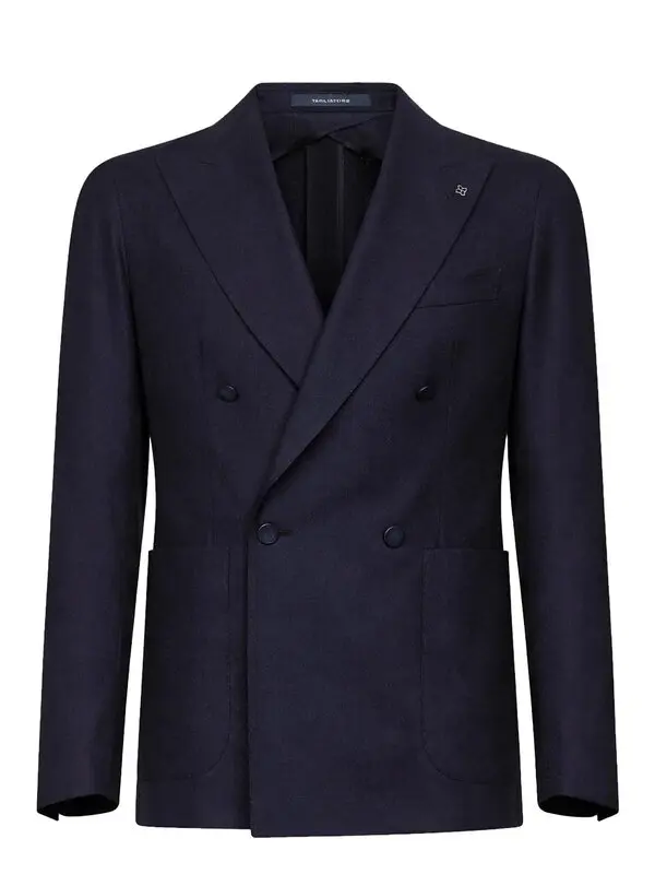 Tagliatore Blue Stretch Virgin Wool Montecarlo Double-breasted Blazer - Multicolor