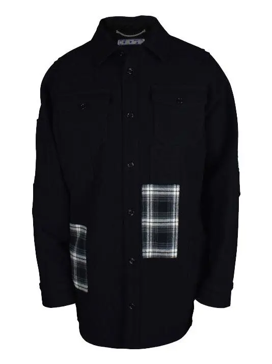 Off-White Wool Patchwork Coat - Black
