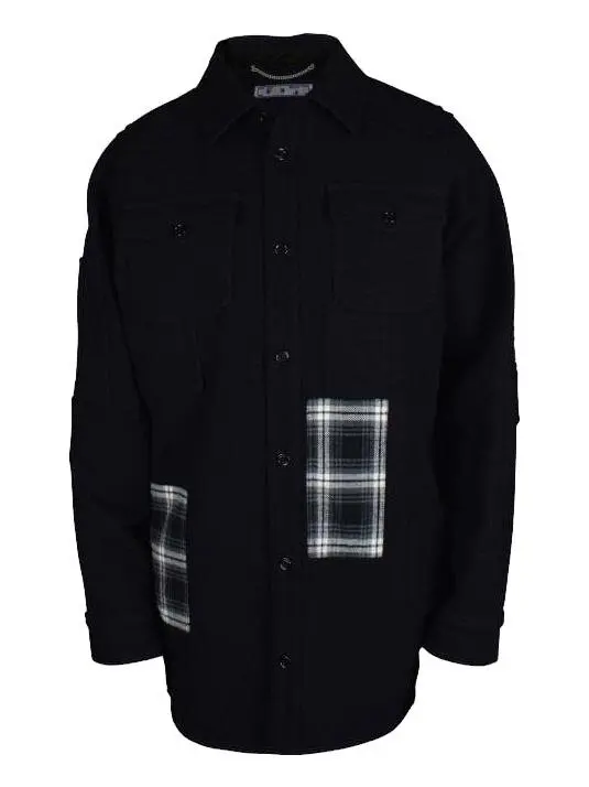 Off-White Wool Patchwork Coat - Black