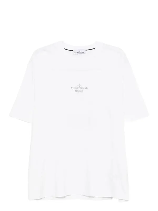 Stone Island Regular Fit T-shirt With `archivio` Print - White