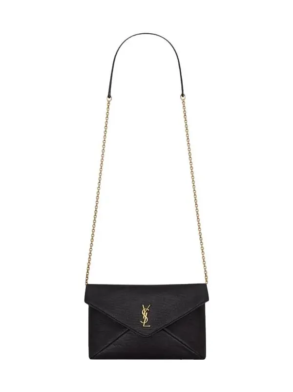 Saint Laurent Cassandre Small Lambskin Chain Clutch - Black