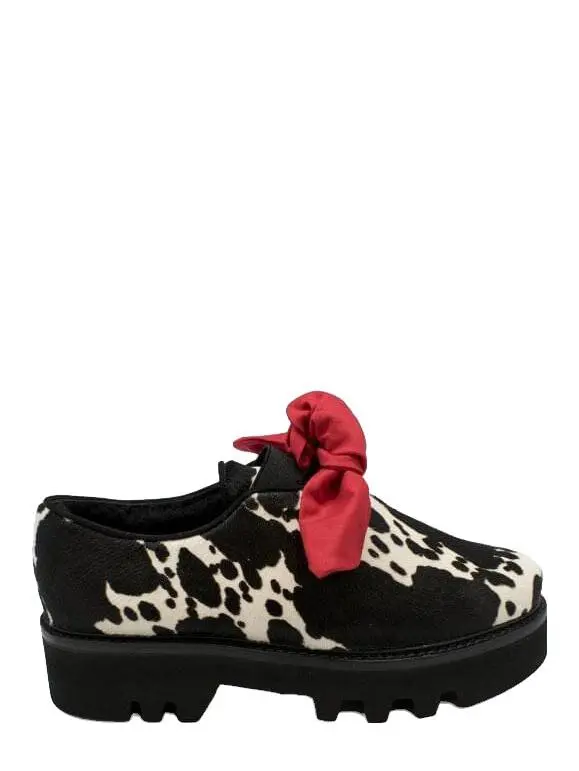 Walter Steiger Foal Spotted Smoking Shoes With Bow Detailing - Black