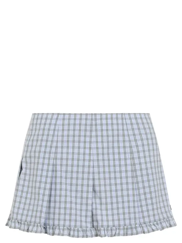 Miu Miu Cotton Checked Mini Skirt - White