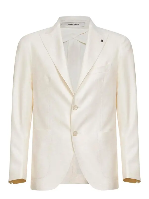 Tagliatore Cream Silk Blend Single-breasted Montecarlo Blazer - Multicolor