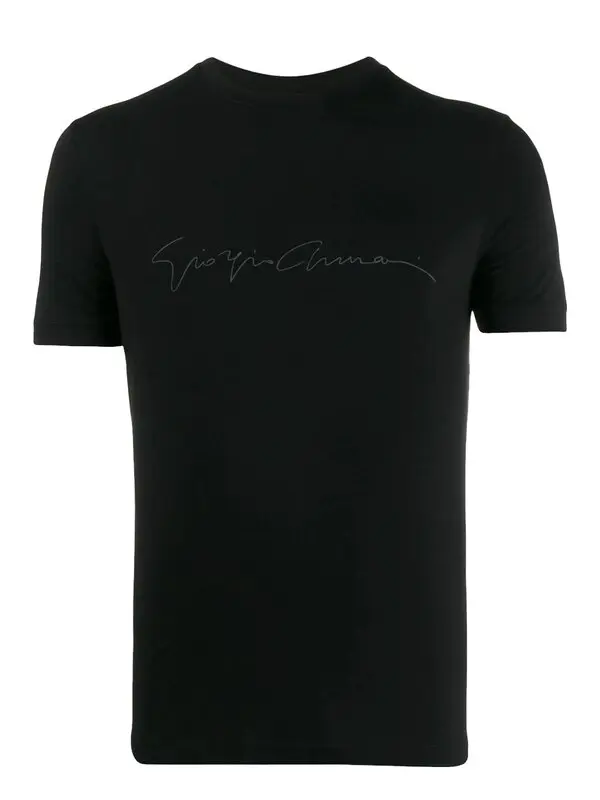 Giorgio Armani Asv Stretch-viscose T-shirt With Signature Logo - Black
