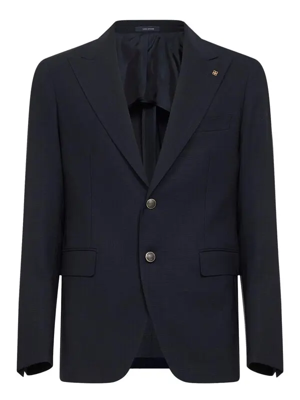 Tagliatore Blue Virgin Wool Vesuvio Single-breasted Blazer - Multicolor