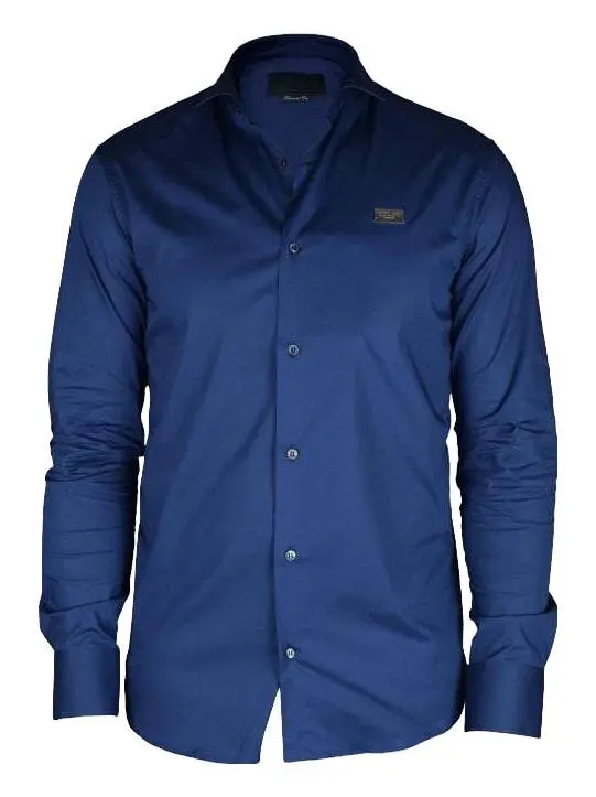 Philipp Plein Diamond Cut Ls Iconic Shirt - Blue