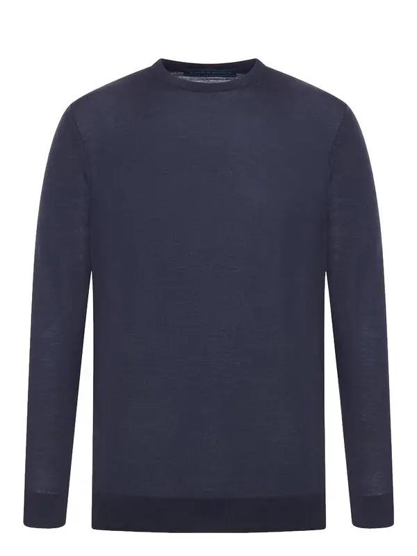 Kiton Crewneck Sweater In 14 Micron Wool - Blue