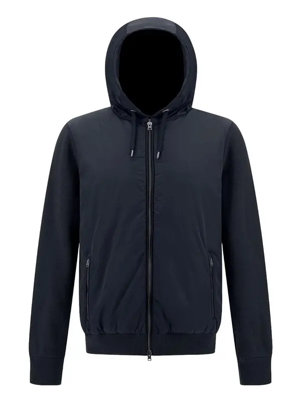 Herno Piqué Knit And Nylon Jacket - Blue