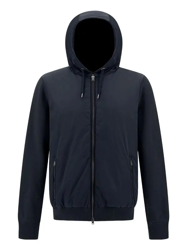 Herno Piqué Knit And Nylon Jacket - Blue