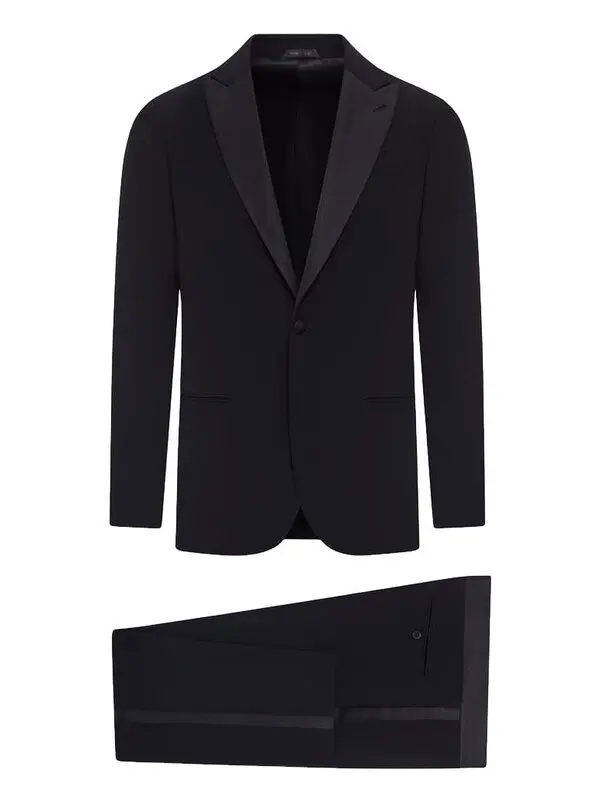 Giorgio Armani Classic Single-breasted Tuxedo With Satin Lapel - Black