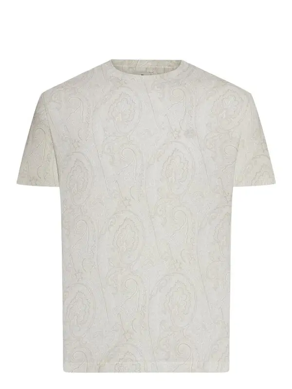 Etro Cotton T-shirt With Arnica Pattern - Cream