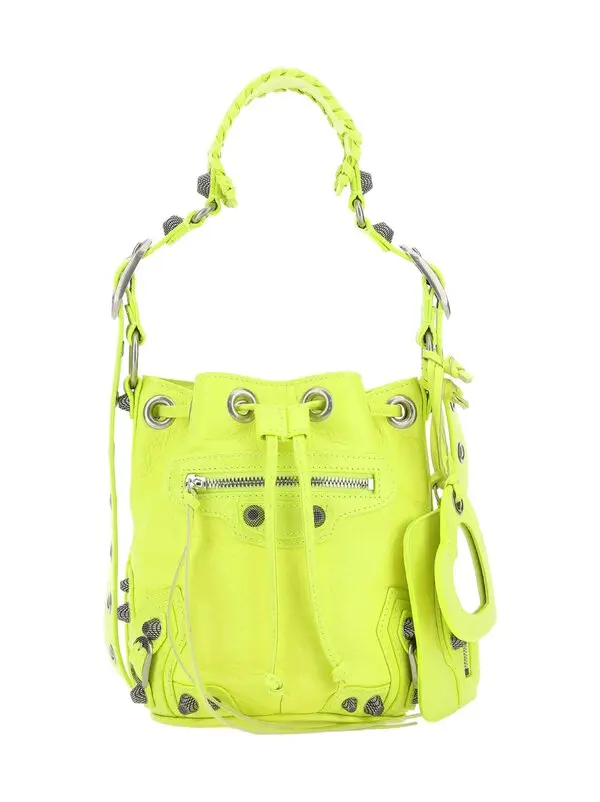 Balenciaga Fluo Leather Le Cagole Xs Bucket Bag - Yellow