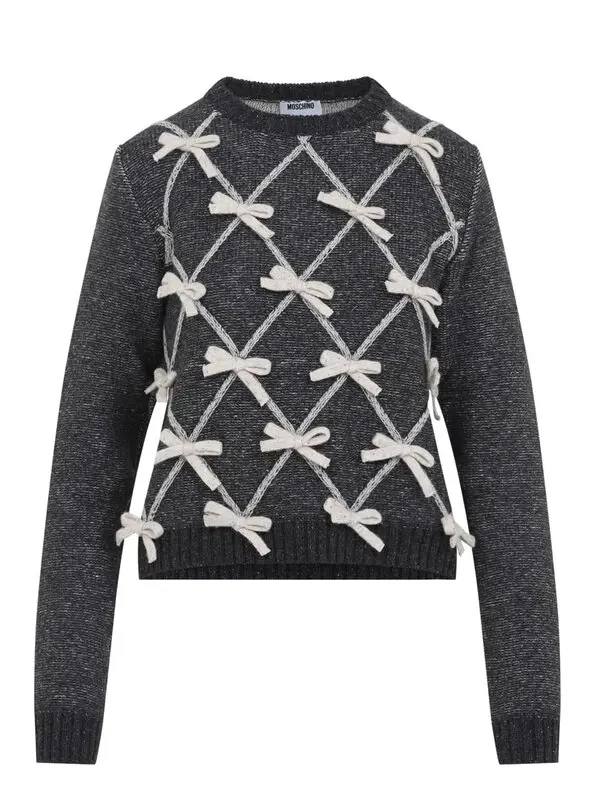 Moschino Wool-blend Bow Sweater - Gray