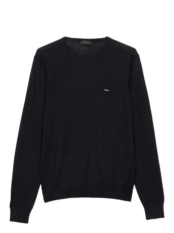 Prada Virgin Wool Crew Neck Sweater - Blue