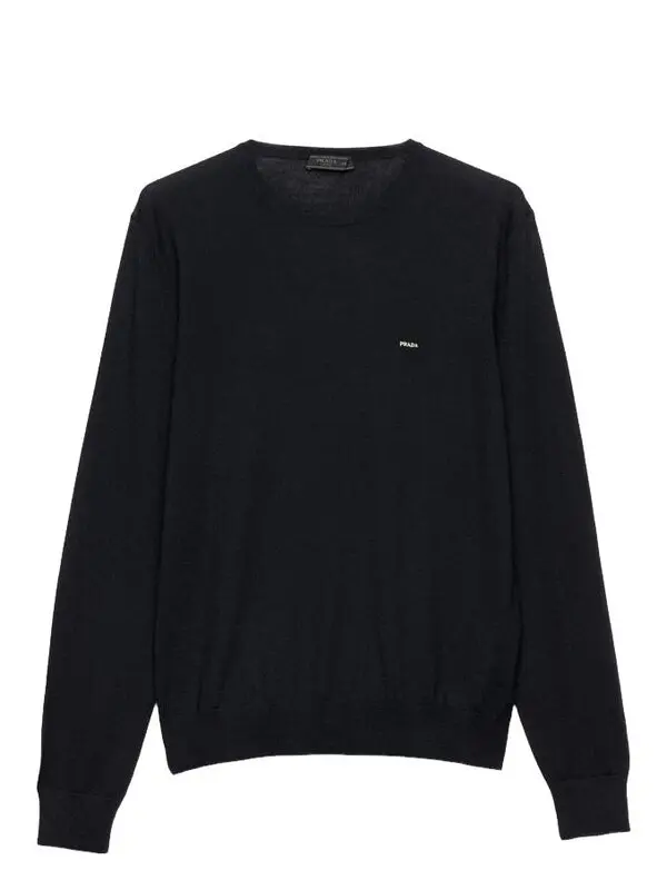 Prada Virgin Wool Crew Neck Sweater - Blue