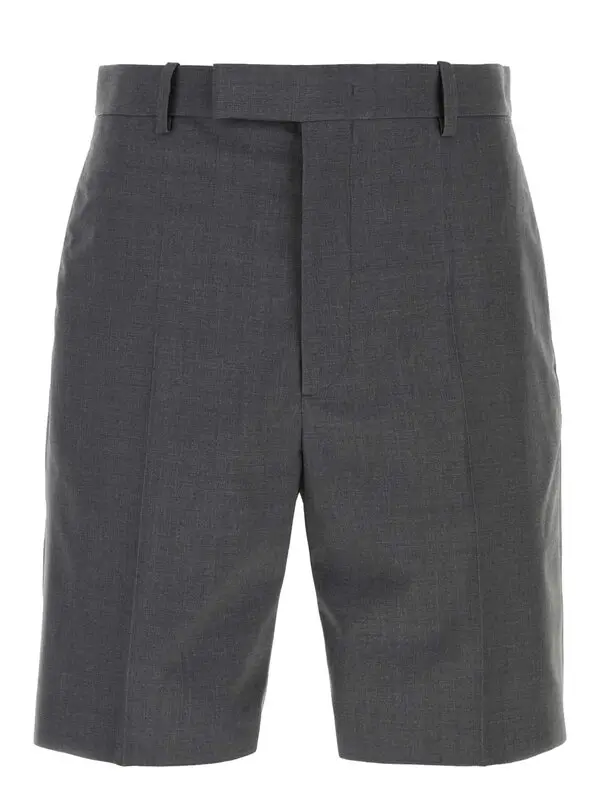 JIL SANDER Dark Grey Wool Bermuda Shorts - Gray
