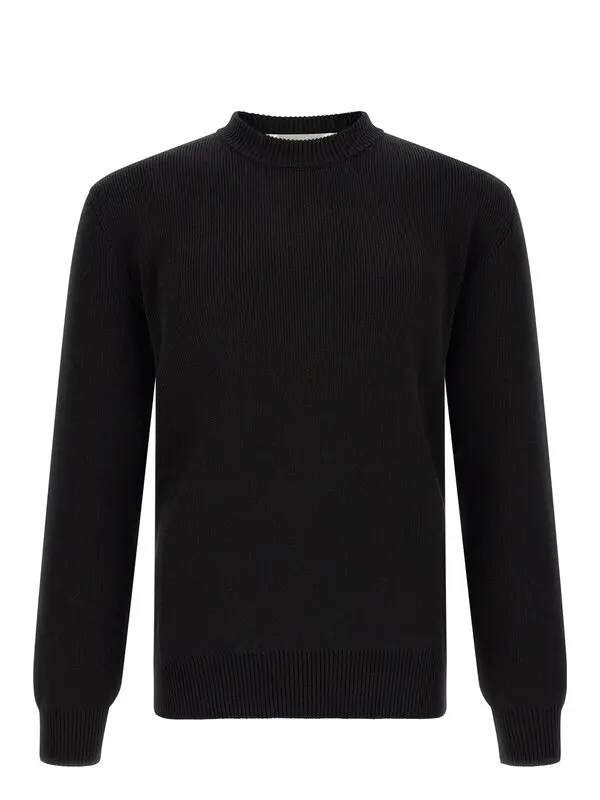 GOLDEN GOOSE Ribbed Crew Neck Sweater With Logo - Black