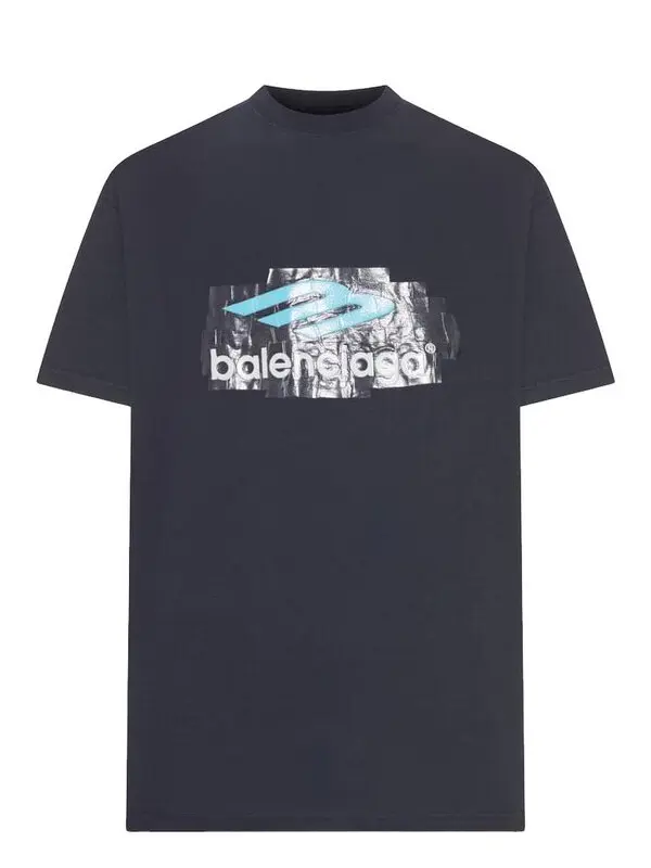 Balenciaga T-shirt Oversized Washed 3b Taped Dry - Multicolor