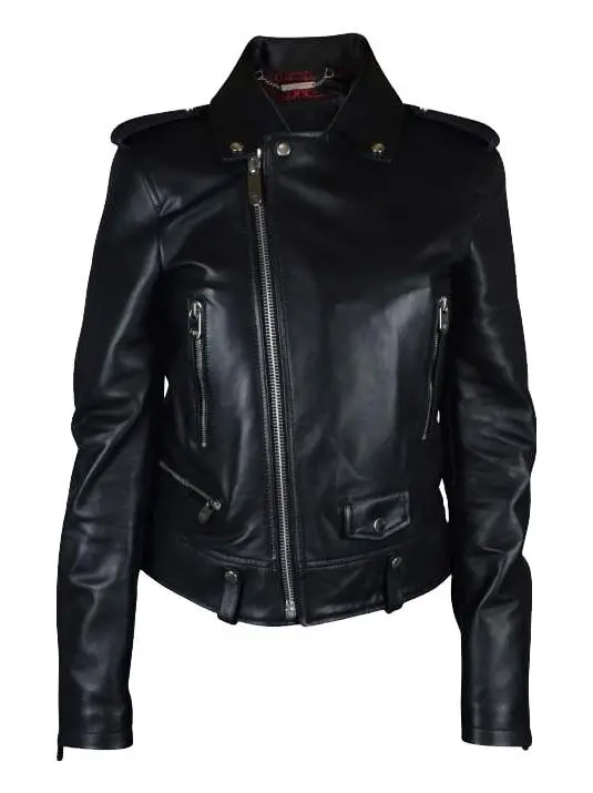 Philipp Plein Leather Perfecto Jacket - Black