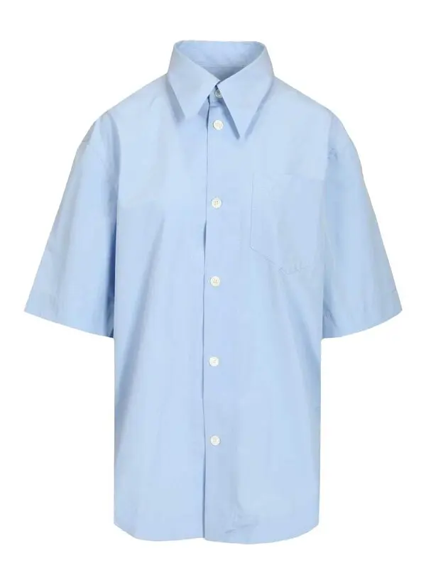 AMI Paris Short-sleeved Poplin Shirt - Blue