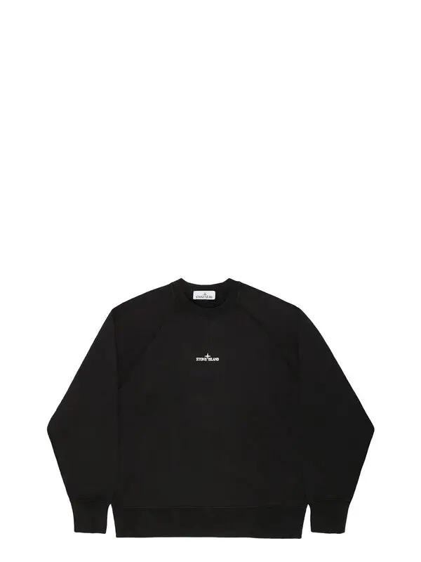 Stone Island Crewneck Sweatshirt In Cotton Fleece With `desert` Print - Black