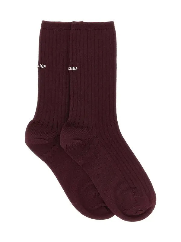 Balenciaga Logo Embroidery Ribbed Tights - Multicolor