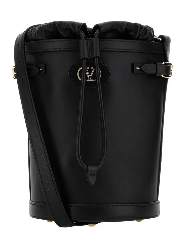 Valentino Garavani Leather Antibes Bucket Bag - Black