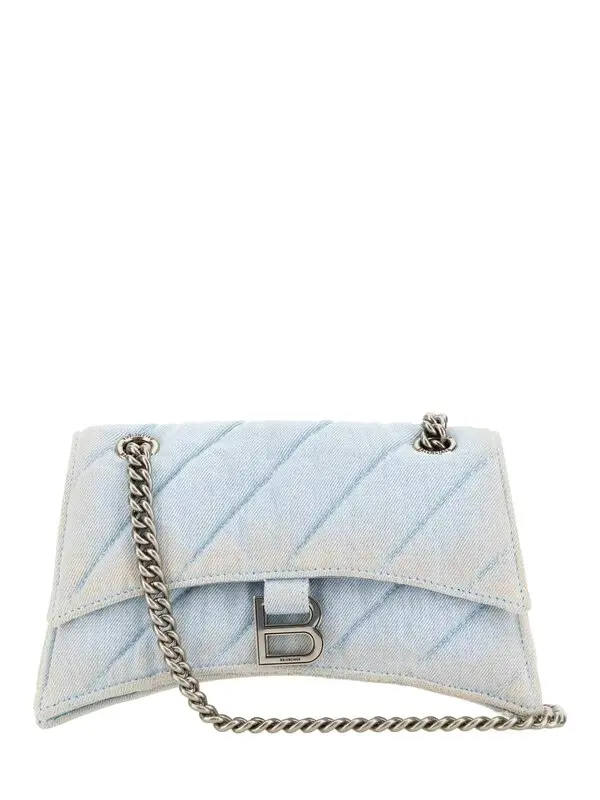 Balenciaga Denim Crush S Shoulder Bag - Blue