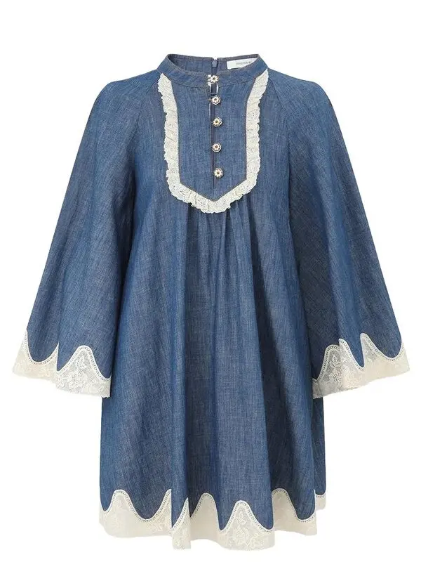 Zimmermann Floral Lace Dress - Blue