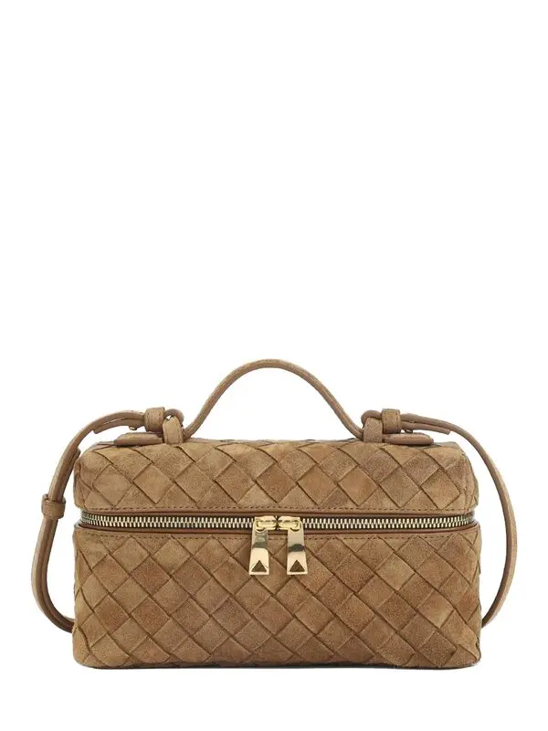 Bottega Veneta Bang Bang Suede Vanity Case Bag - Brown
