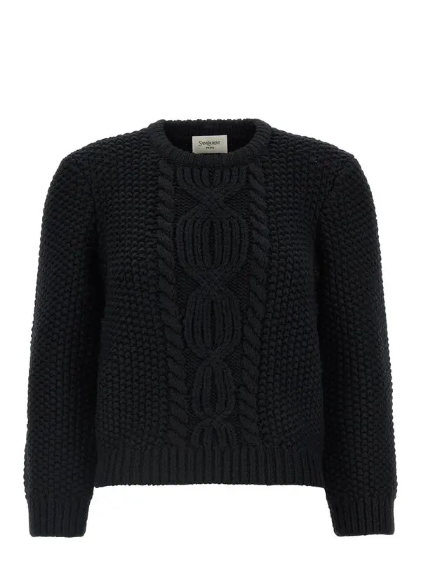 Saint Laurent Wool Sweater With Processing - Black